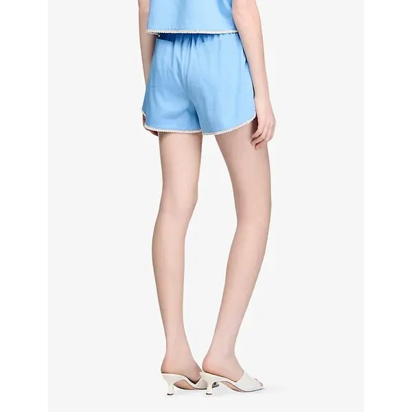 Sandro Beaded Trim Cotton Shorts