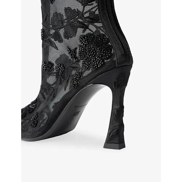 Kurt Geiger Transform Embroidered Woven Heeled Ankle Boots