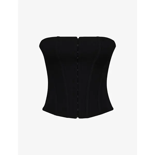House Of Cb Strapless Stretch-jersey Corset Top - Black