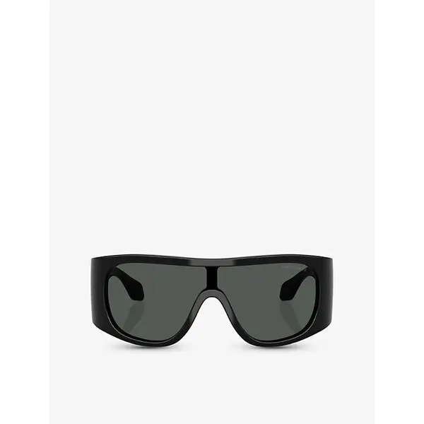 Giorgio Armani Rectangle Frame Acetate Sunglasses - Black