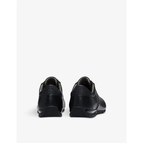 BOSS Logo-embossed Leather Low-top Trainers - Black