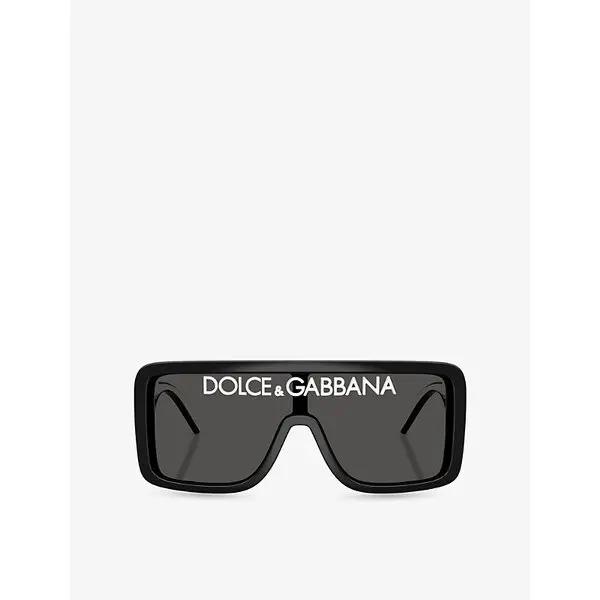 Dolce & Gabbana Oversized Rectangular Frame Acetate Sunglasses - Black