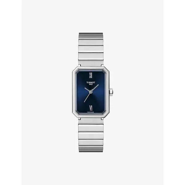 TISSOT Stainless Steel Quartz Rectangular Case Watch - Silver