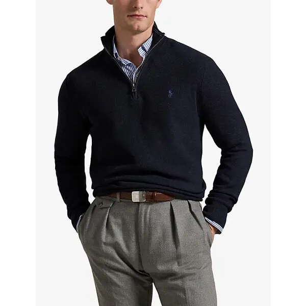 Polo Ralph Lauren Cotton-knit Half-zip Sweatshirt - Navy