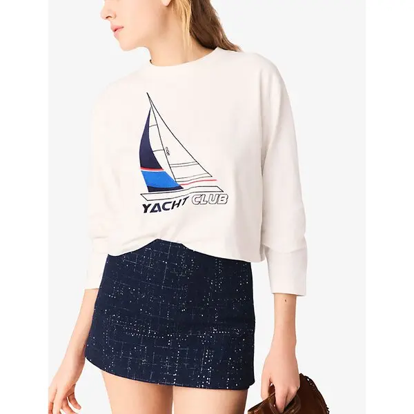 Maje Boat-print Cotton-jersey T-shirt