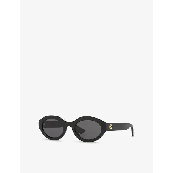 Gucci Oval-frame Injected Sunglasses - Black