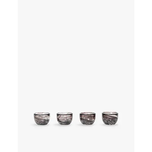 FERM LIVING Tinta Set Of Four Glass Egg Cups - Deep Brown