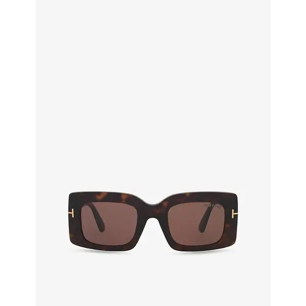 TOM FORD Ft1188 Brigitta Rectangle-frame Acetate Sunglasses - Brown