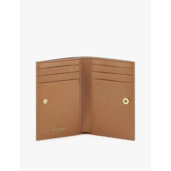 BVLGARI Serpenti Forever Folded Leather Card Holder - Beige