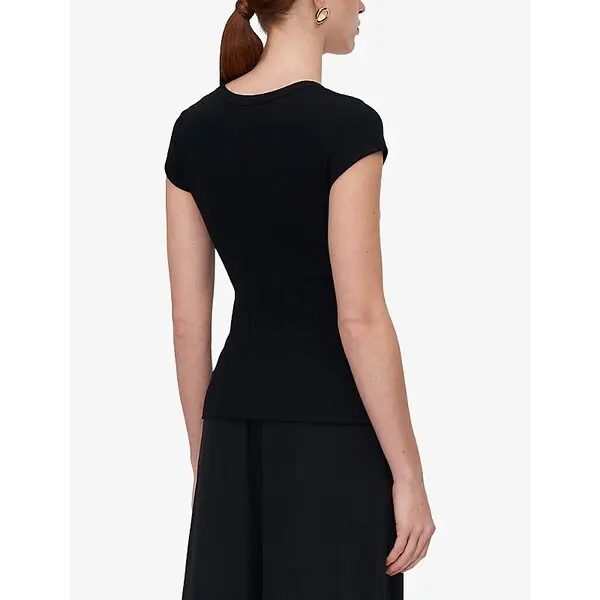 JOSEPH Saba Round-neck Stretch-cotton Top - Black
