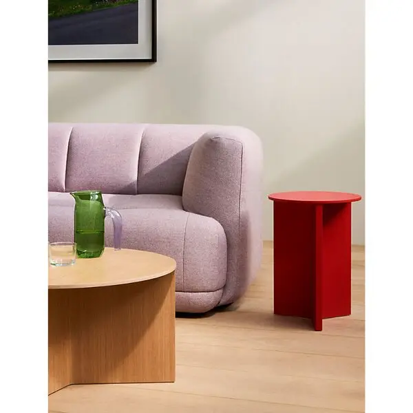 HAY Slit Round Power-coated Steel Side Table 35.5cm - Red