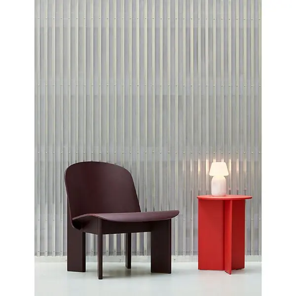 HAY Slit Round Power-coated Steel Side Table 35.5cm - Red