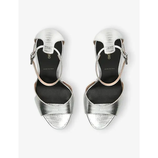 TOM FORD Spire 105 Metallic Leather Sandals - Silver