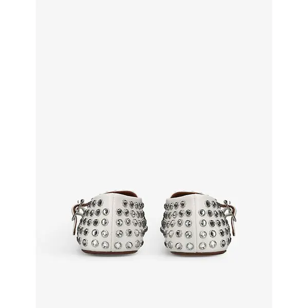 Alaïa Embellished Leather Ballet Flats - White
