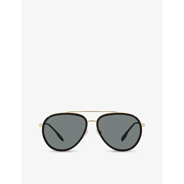 Burberry Be3125 Oliver Aviator-frame Metal Sunglasses - Gold