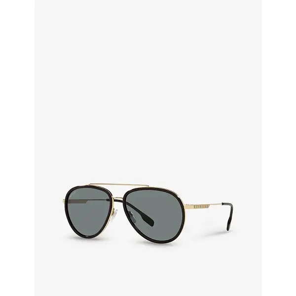 Burberry Be3125 Oliver Aviator-frame Metal Sunglasses