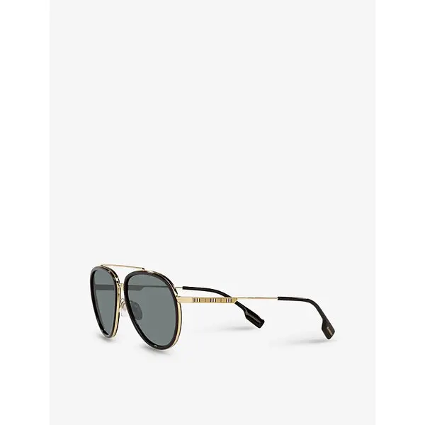 Burberry Be3125 Oliver Aviator-frame Metal Sunglasses