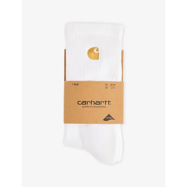 Carhartt Work In Progress Chase Ribbed Cotton-blend Socks - White / Gold