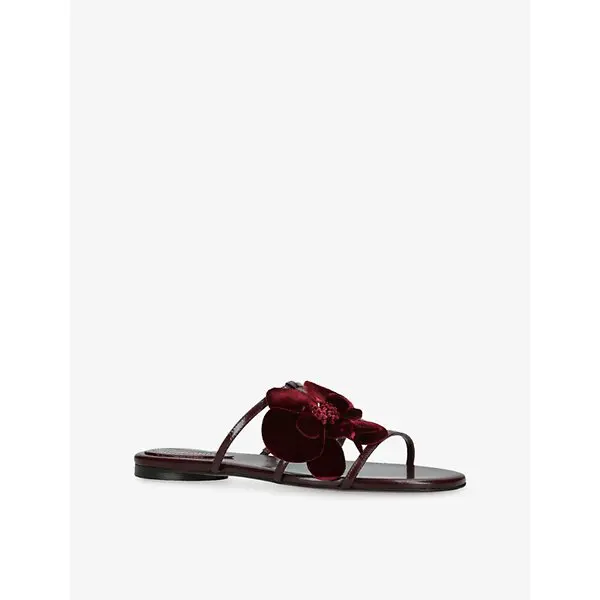 Zimmermann Orchid Appliqué Leather Sandals