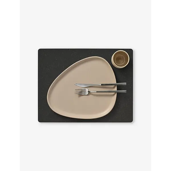 LIND DNA Nupo Flecked Leather Placemat 45cm X 35cm - Anthracite