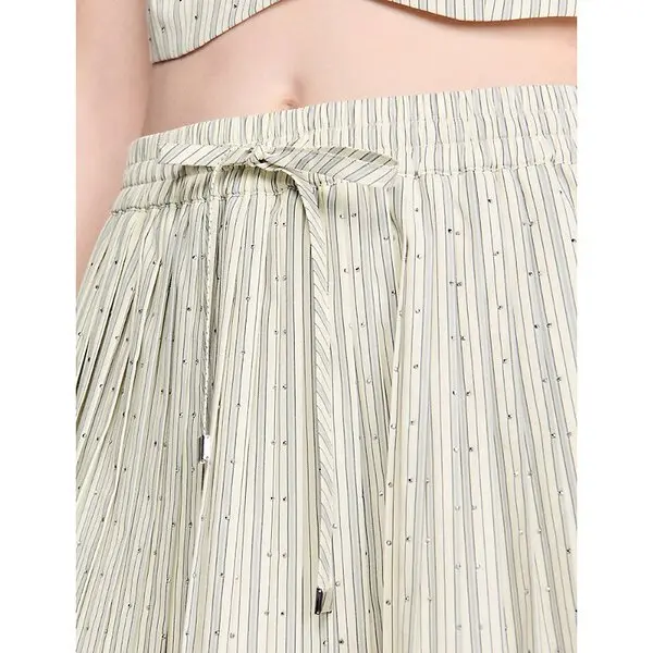 Sandro Striped Pleated Mini Skirt - Ecru