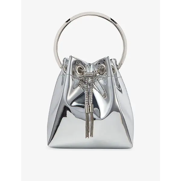 JIMMY CHOO Metallic-woven Drawstring Bag - Silver