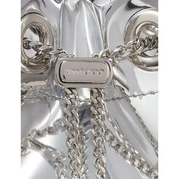 JIMMY CHOO Metallic-woven Drawstring Bag