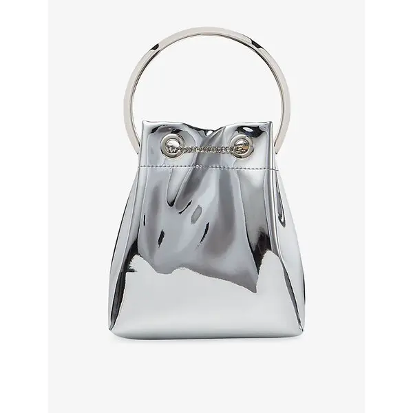 JIMMY CHOO Metallic-woven Drawstring Bag
