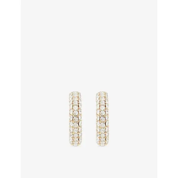 LISA GOZLAN 18ct -plated Brass Crystal Hoop Earrings - Gold