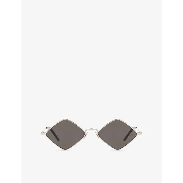 Saint Laurent Lisa Diamond-frame Metal Sunglasses - Silver