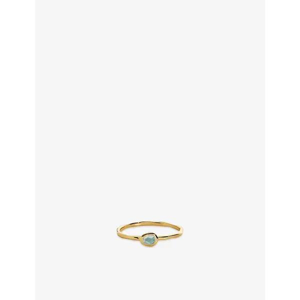 Monica Vinader 18ct Yellow Gold Vermeil And Aquamarine Stacking Ring - Blue