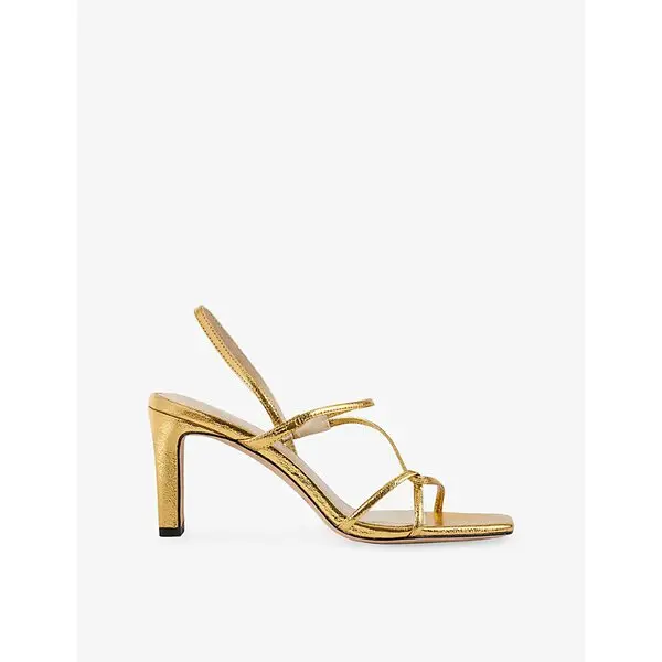 Sandro Faye Strappy Metallic Leather Heeled Sandals - Naturels
