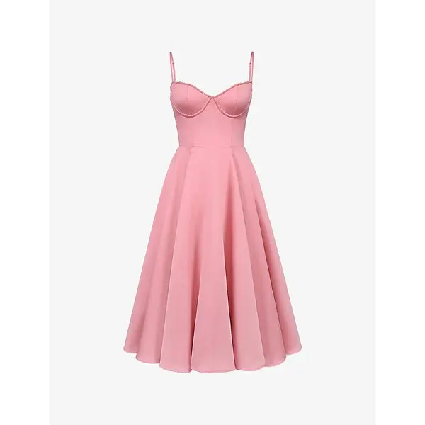 House Of Cb Mademoiselle Velvet Midi Dress - Raspberry