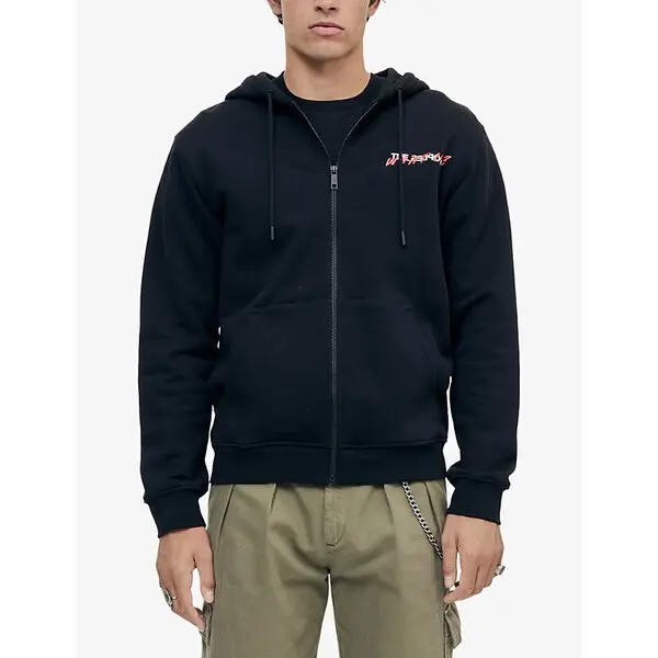 The Kooples Logo-print Zip-up Cotton Hoodie