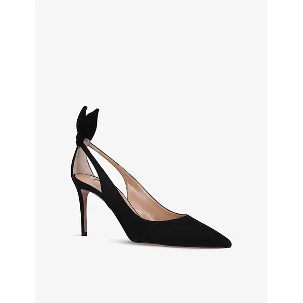 AQUAZZURA Bow Tie Suede Heeled Pumps