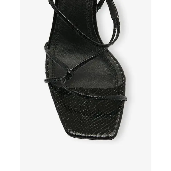 Sandro Faye Snakeskin-embossed Leather Strappy Sandals