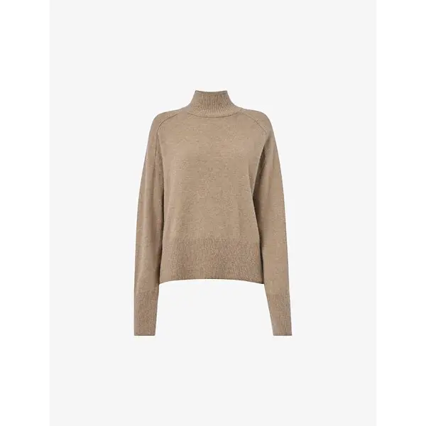Whistles Funnel Neck Long Sleeve Cashmere Jumper - Brown