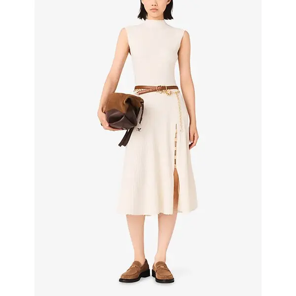 Maje Ribbed High-neck Stretch-knit Midi Dress