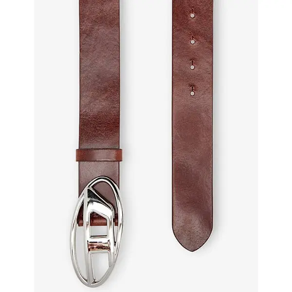 DIESEL® Leather Belt With Branded Buckle - Ha623