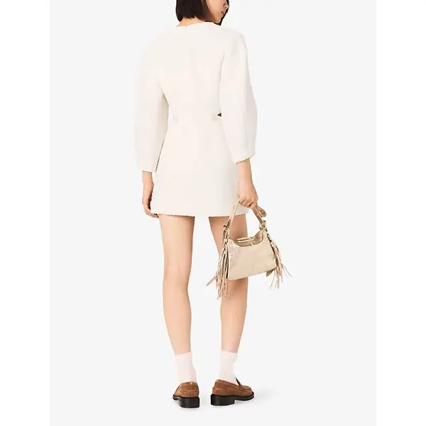 Maje Short Balloon-sleeve Tweed Mini Dress