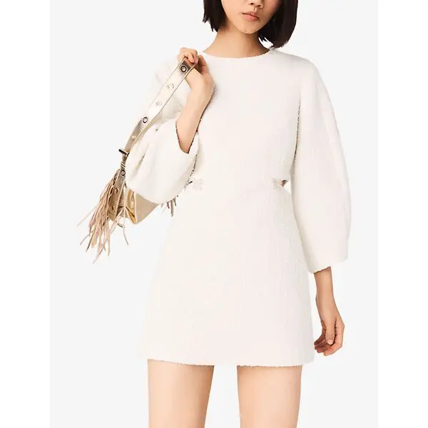 Maje Short Balloon-sleeve Tweed Mini Dress