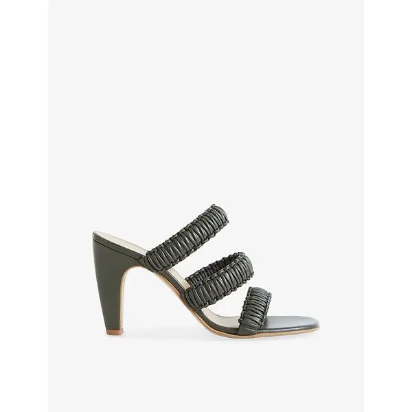 JOSEPH Noor Braided Leather Heeled Sandals - Palm Leaf