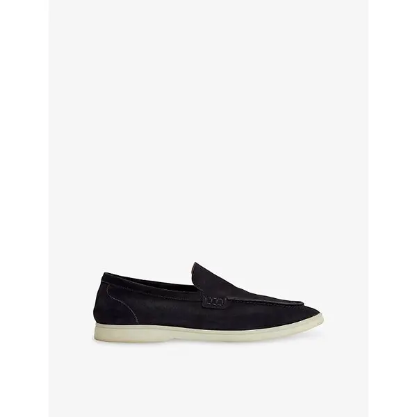 REISS Suede Slip-on Loafers - Navy