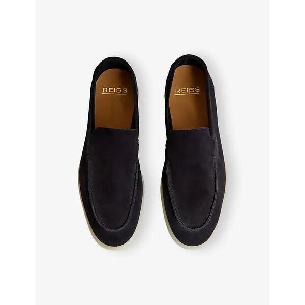 REISS Suede Slip-on Loafers - Navy