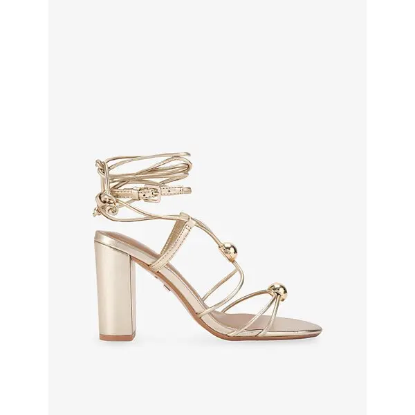 Kurt Geiger Swift Metallic Leather Heeled Sandals - Gold Comb