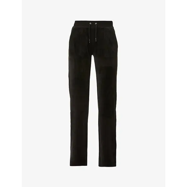 Juicy Couture Logo Embroidered Velour Trousers - Black
