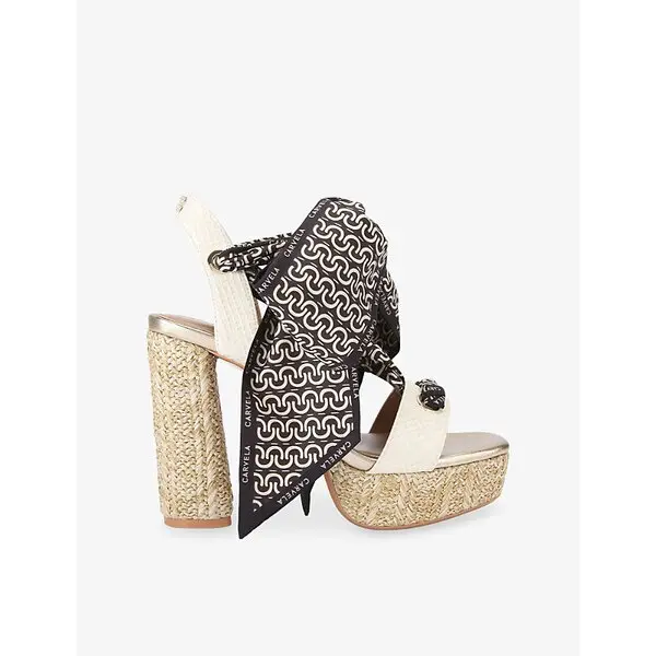 Carvela Sorrento Woven Heeled Platform Sandals - Bone