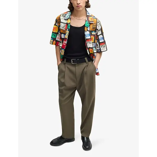 Hugo Logo-print Short-sleeve Cotton Shirt