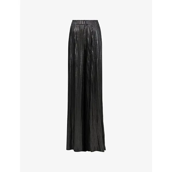 LEEM Plisse Elasticated-waistband Wide-leg Trousers - Grey