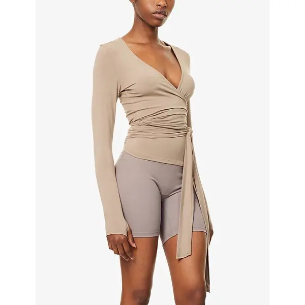 SISTERLY TRIBE Modal-jersey Wrap Top - Clay